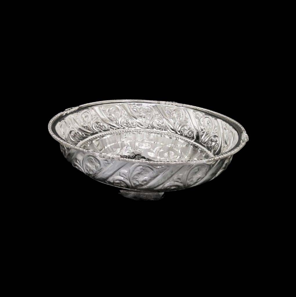 Antique nagas cutting silver thambulam plate - jewelnidhi.com