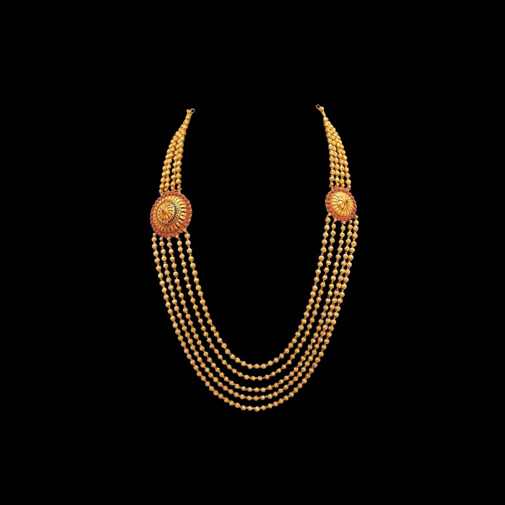 Chakra pattern gundlu mala gold necklace - jewelnidhi.com
